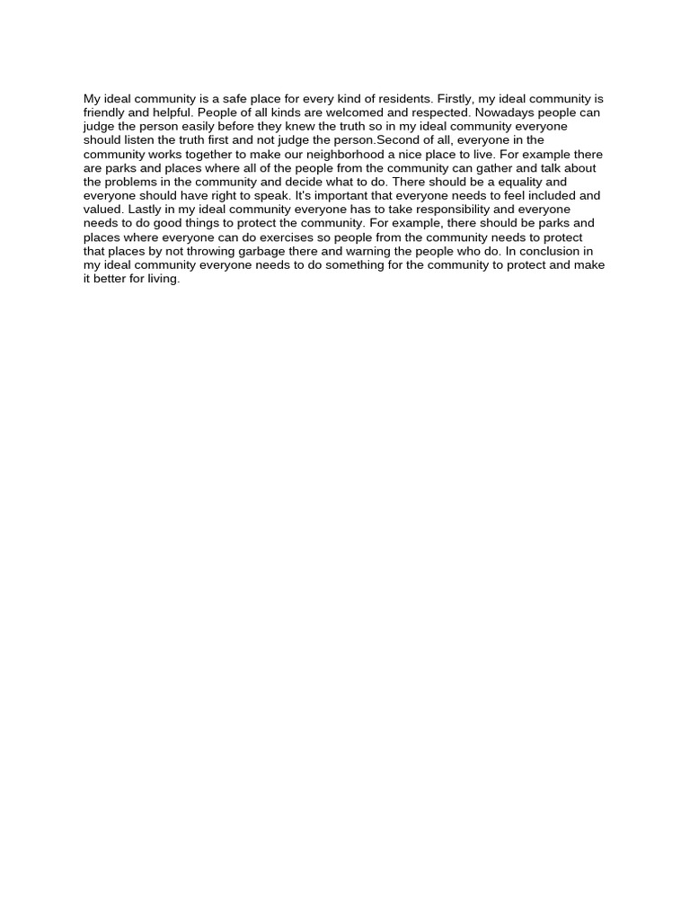 My Ideal Community | PDF
