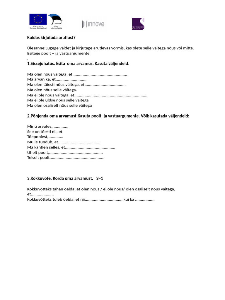 Kuidas Kirjutada Arutlust | PDF