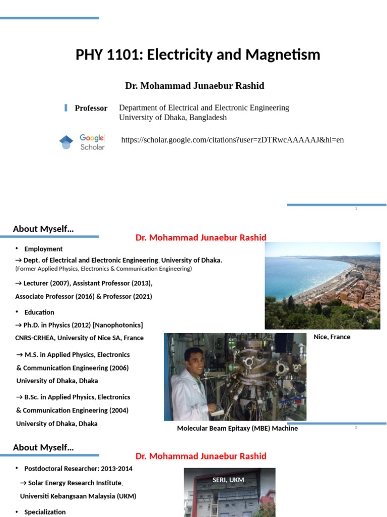 PHY 1101 Introduction | PDF | Magnetic Field | Electric Field