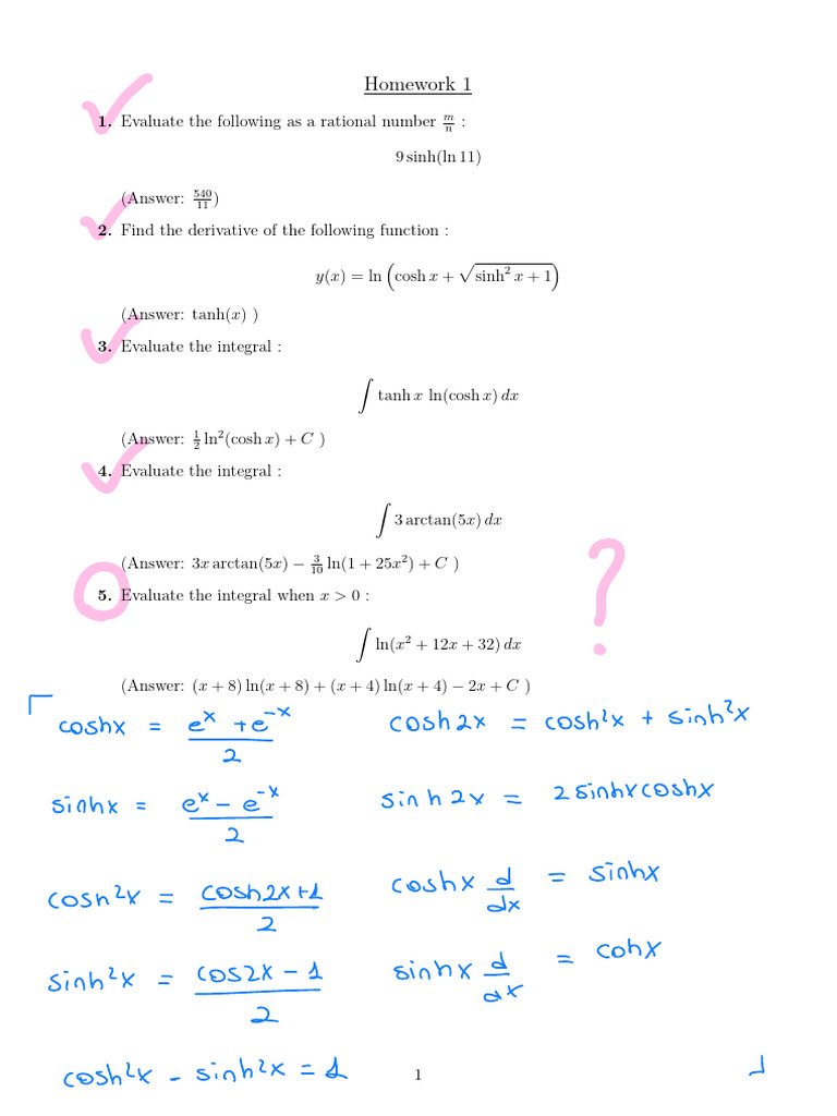 Calculus Homework: Derivatives and Integrals | PDF