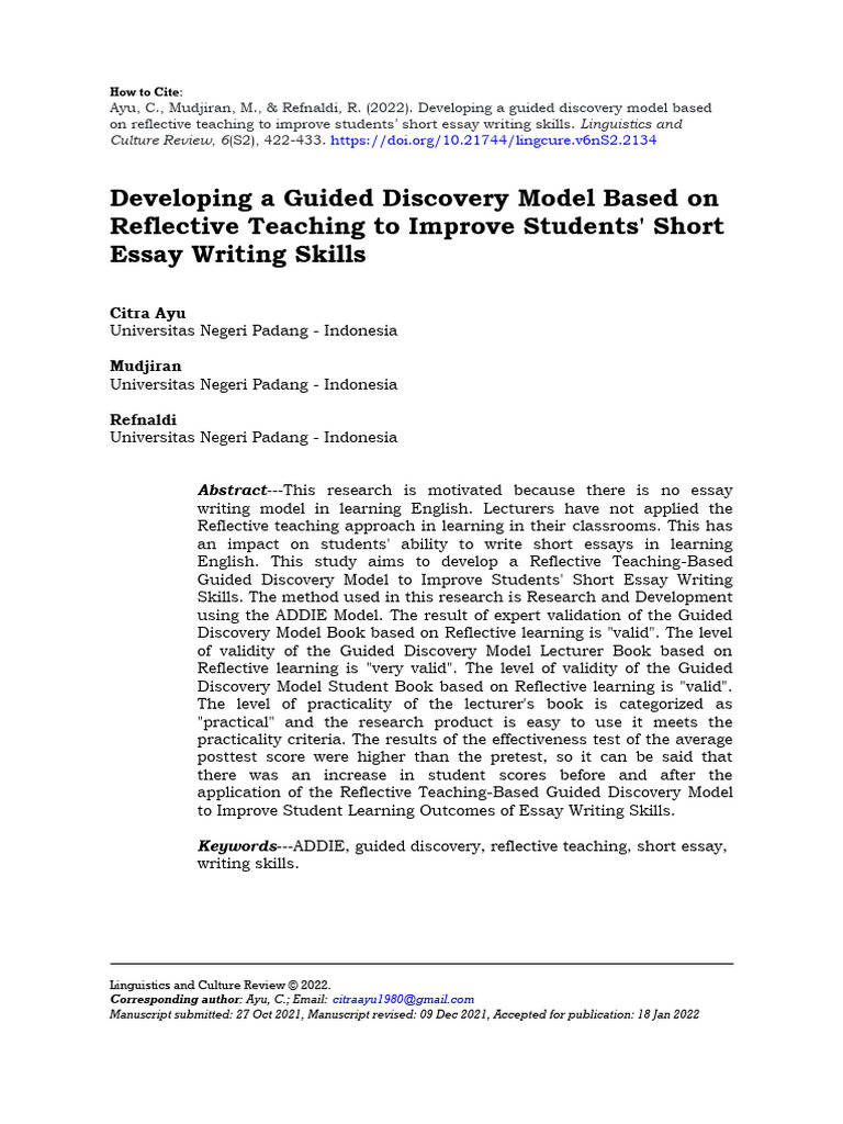 Developing A Guided Discovery Model Based On Refle | PDF | Cronbach's Alpha | Validity (Statistics)