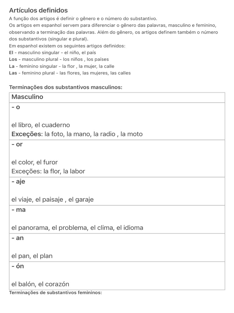 Artículos Definidos y Indefinidos | PDF | Plural | Morfologia linguística