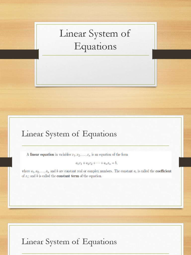Linear System of Equations | PDF