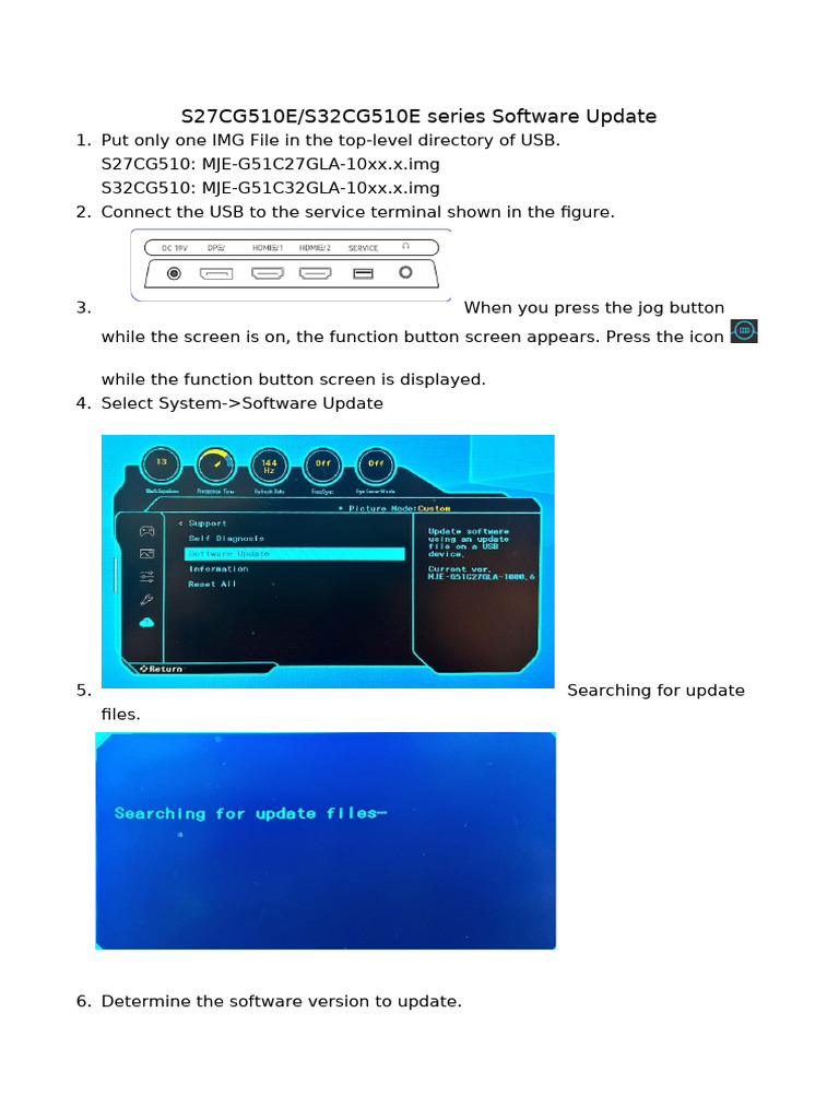 USB Software Update Guide for S27CG510E/S32CG510E | PDF | Business