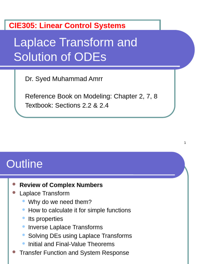 CIE 305 Topic3 Slides Laplace Transform | PDF | Laplace Transform | Complex Number