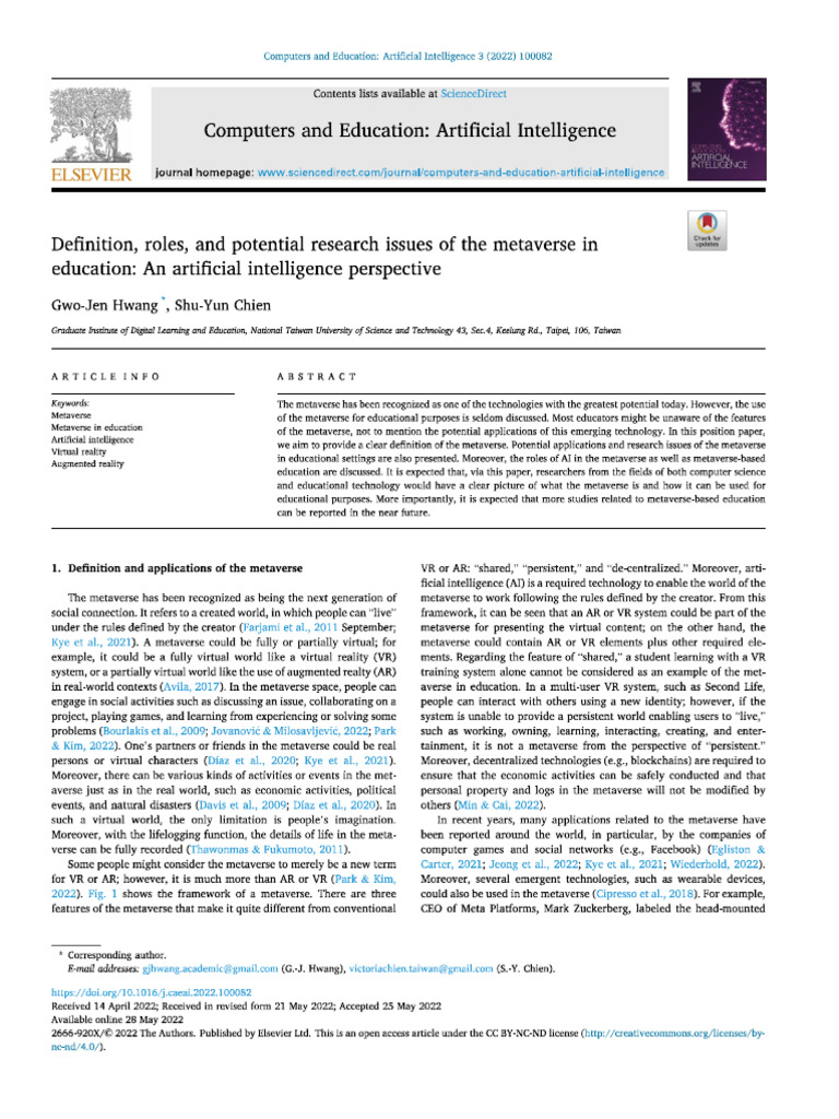 Definition, roles, and potential resear...An artificial intelligence perspective | PDF