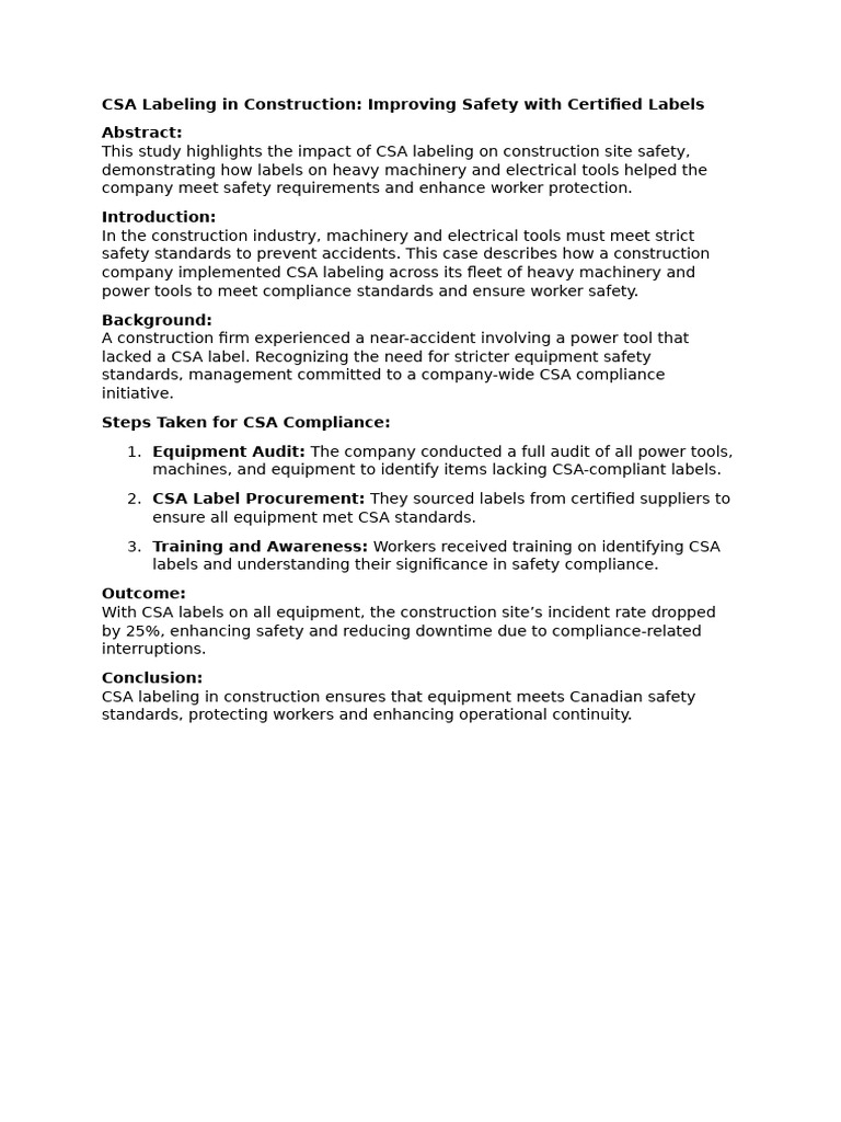 CSA Labeling in Construction | PDF | Technology & Engineering
