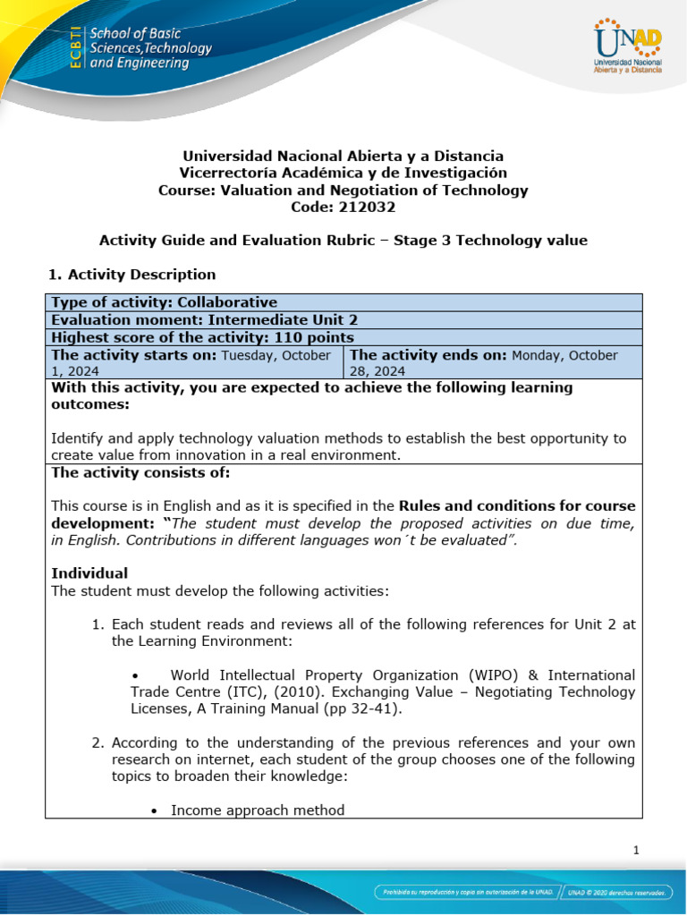 Activity Guide and Evaluation Rubric - Stage 3 Technology Value | PDF ...
