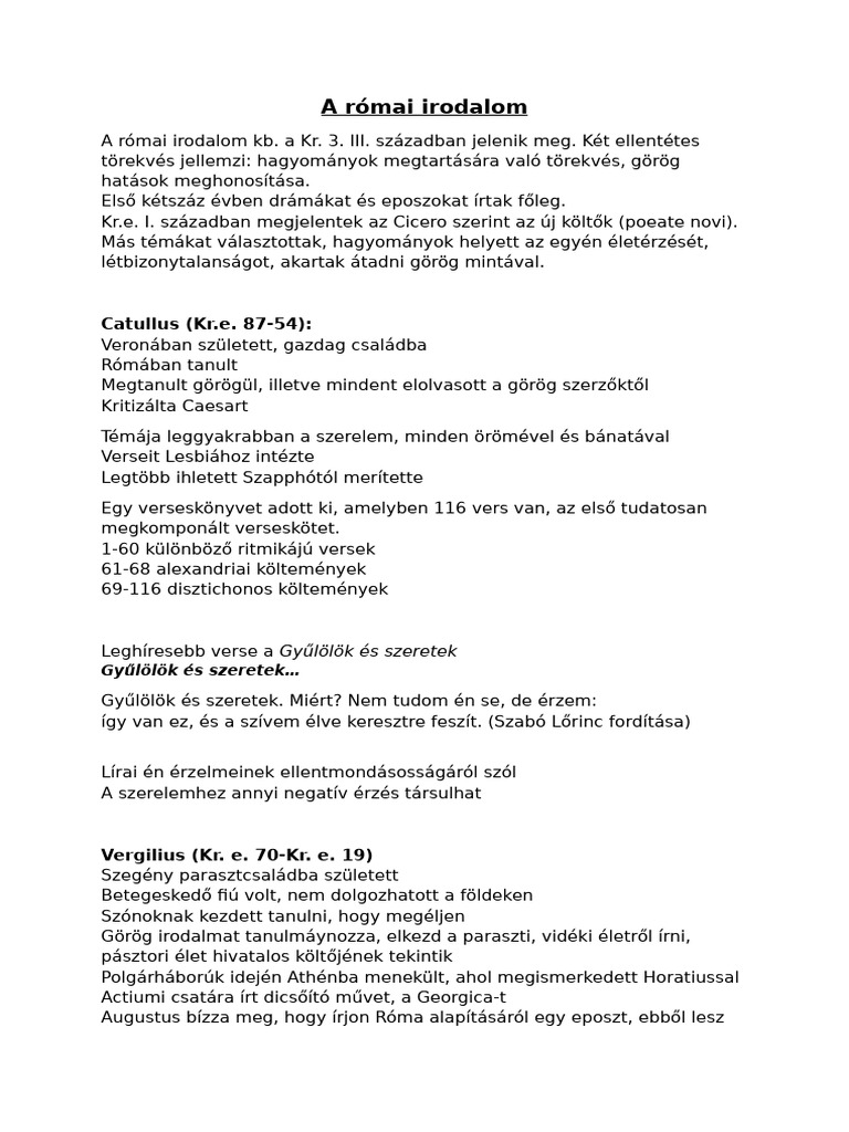 A Római Irodalom | PDF