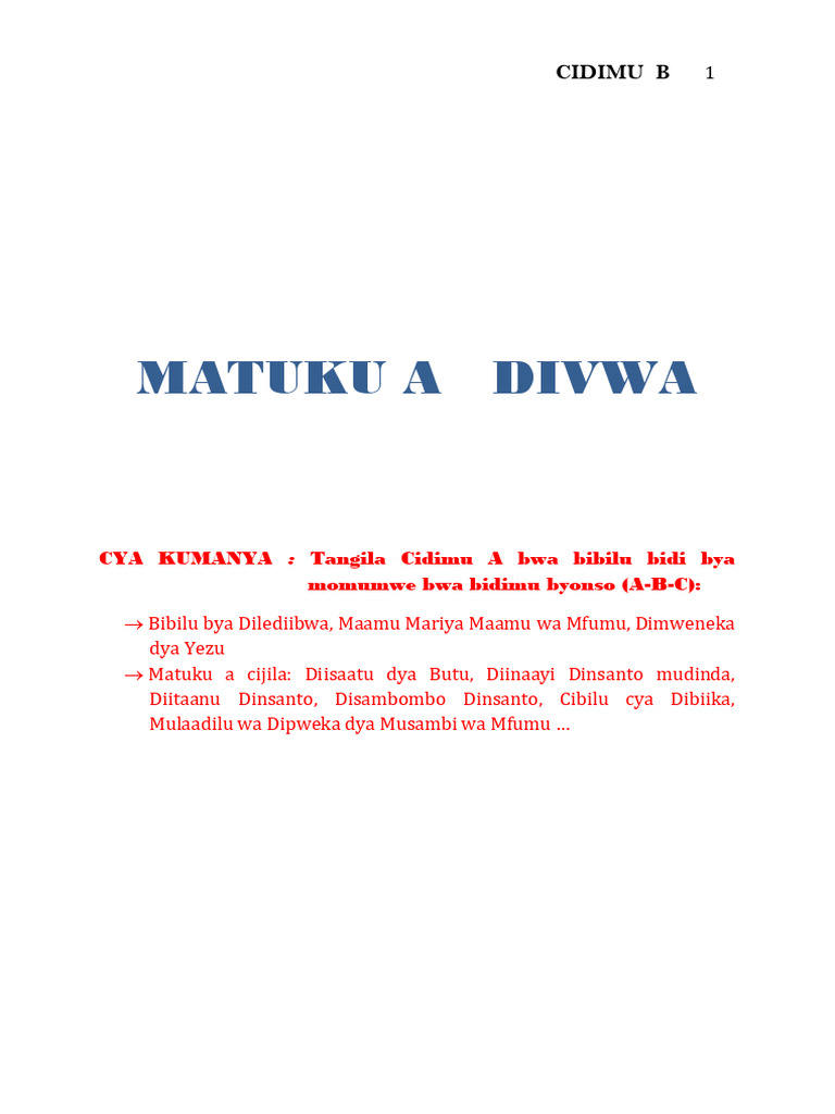 1 Lectionnaire Ciluba Cidimu B | PDF