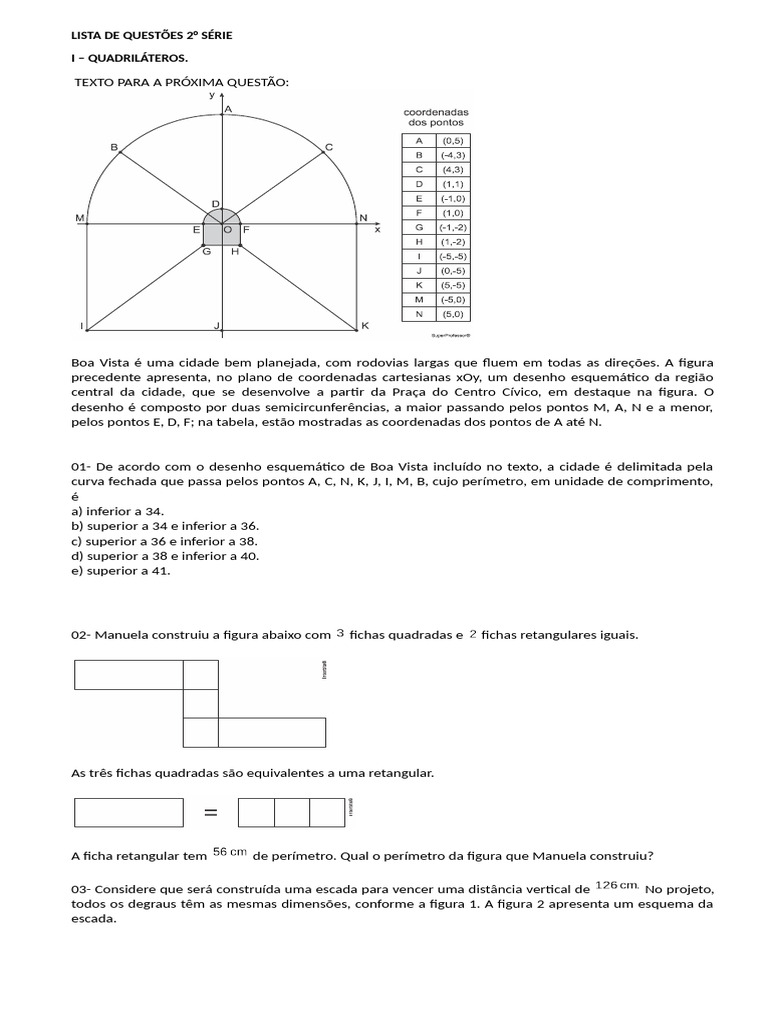 Lista De Questões Triângulos E Quadriláteros Pdf Triângulo
