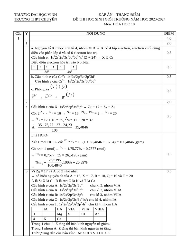 2023-2024 HSG 10 Chuyên ĐH Vinh - File HDC | PDF