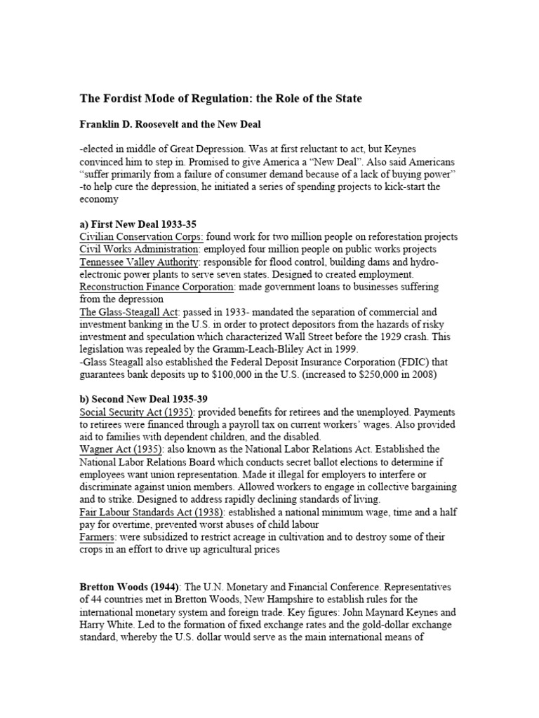 new deal handout | PDF | Bretton Woods System | New Deal