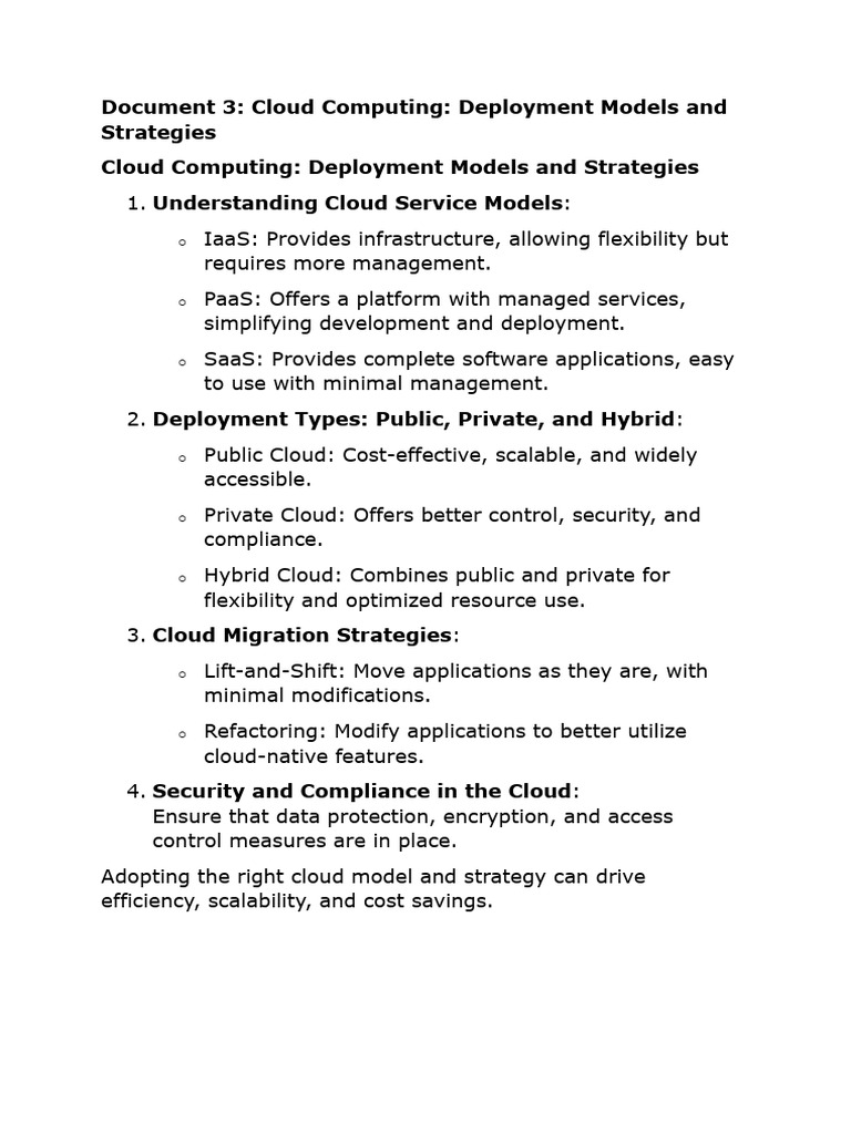 Cloud Computing Deployment Models and Strategies | PDF