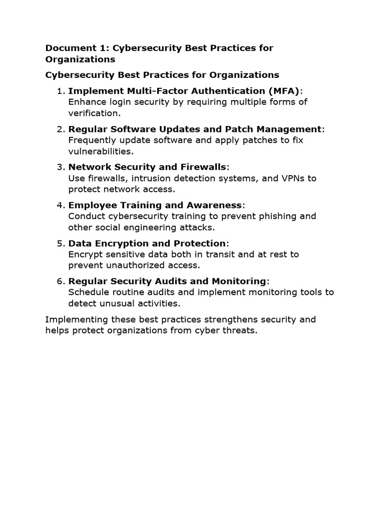 Cybersecurity Best Practices for Organizations | PDF