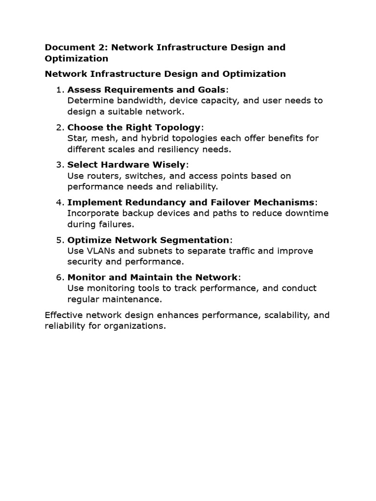 Network Infrastructure Design and Optimization | PDF