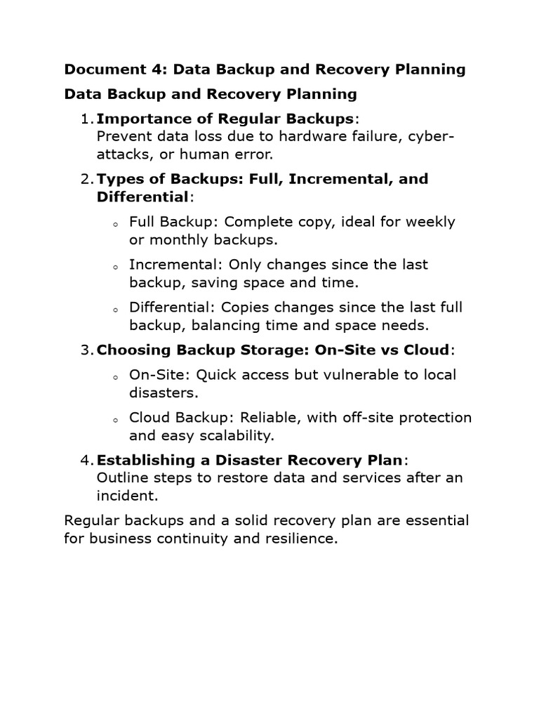 Data Backup and Recovery Planning | PDF | Computers
