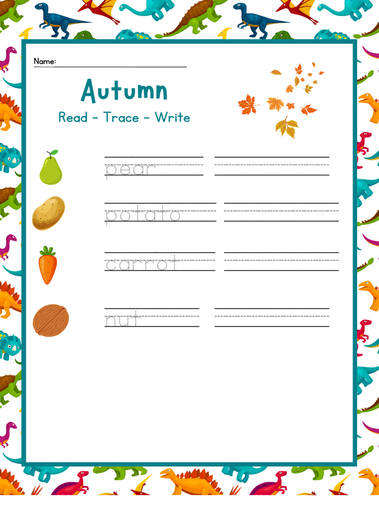 Dinosaur Read Trace Write Practice | PDF