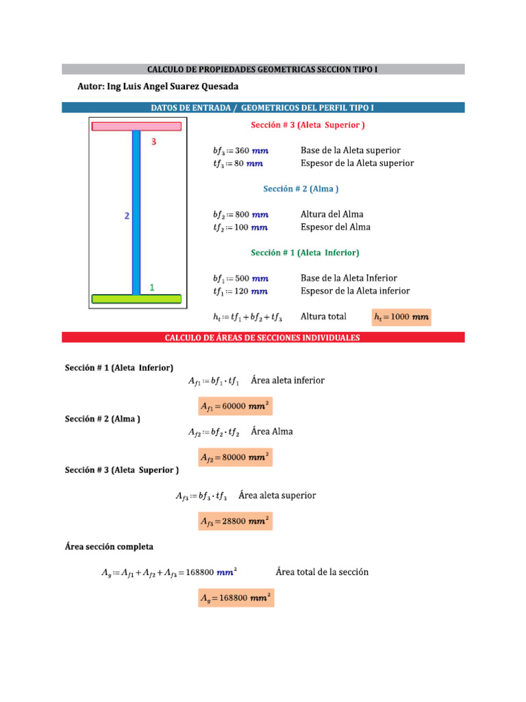 Ejercicio Ejemplo - Propiedades Perfil I | PDF