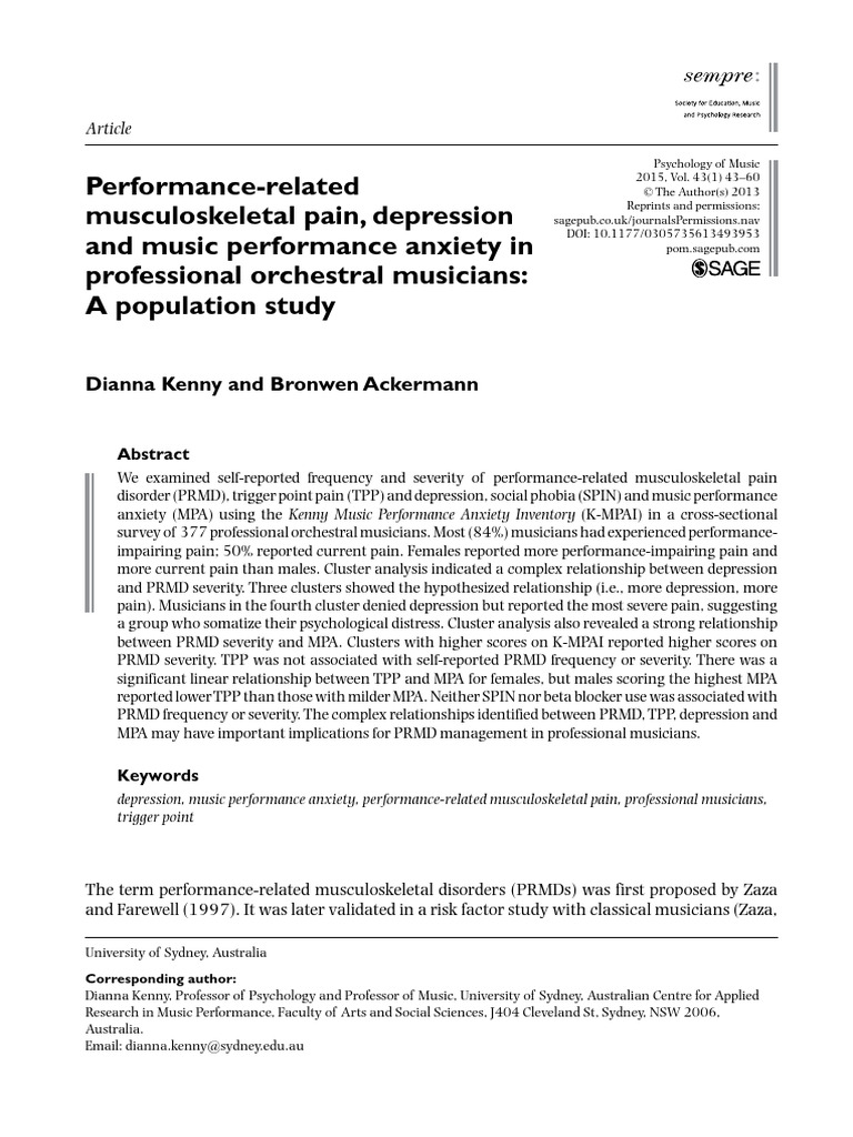 Performance Related Musculoskeletal Pain | PDF | Myofascial Trigger ...
