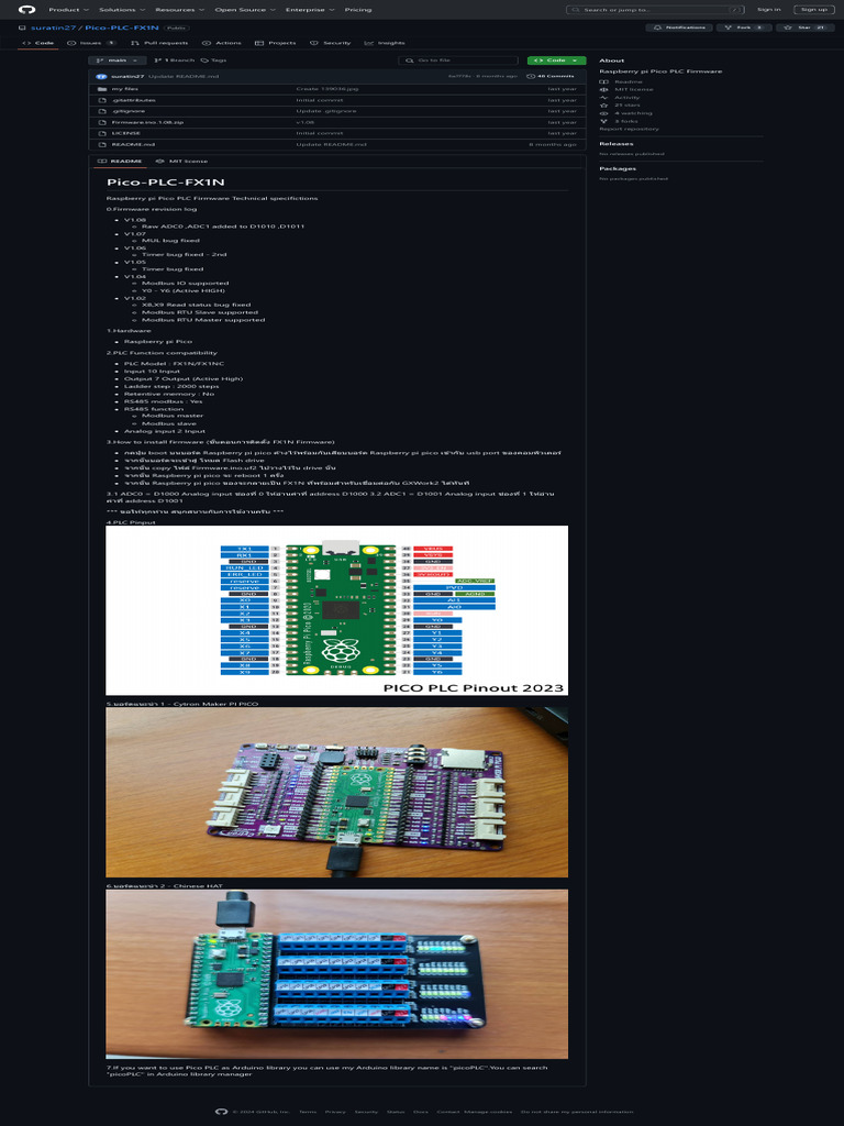 GitHub - Suratin27 - Pico-PLC-FX1N - Raspberry Pi Pico PLC Firmware | PDF