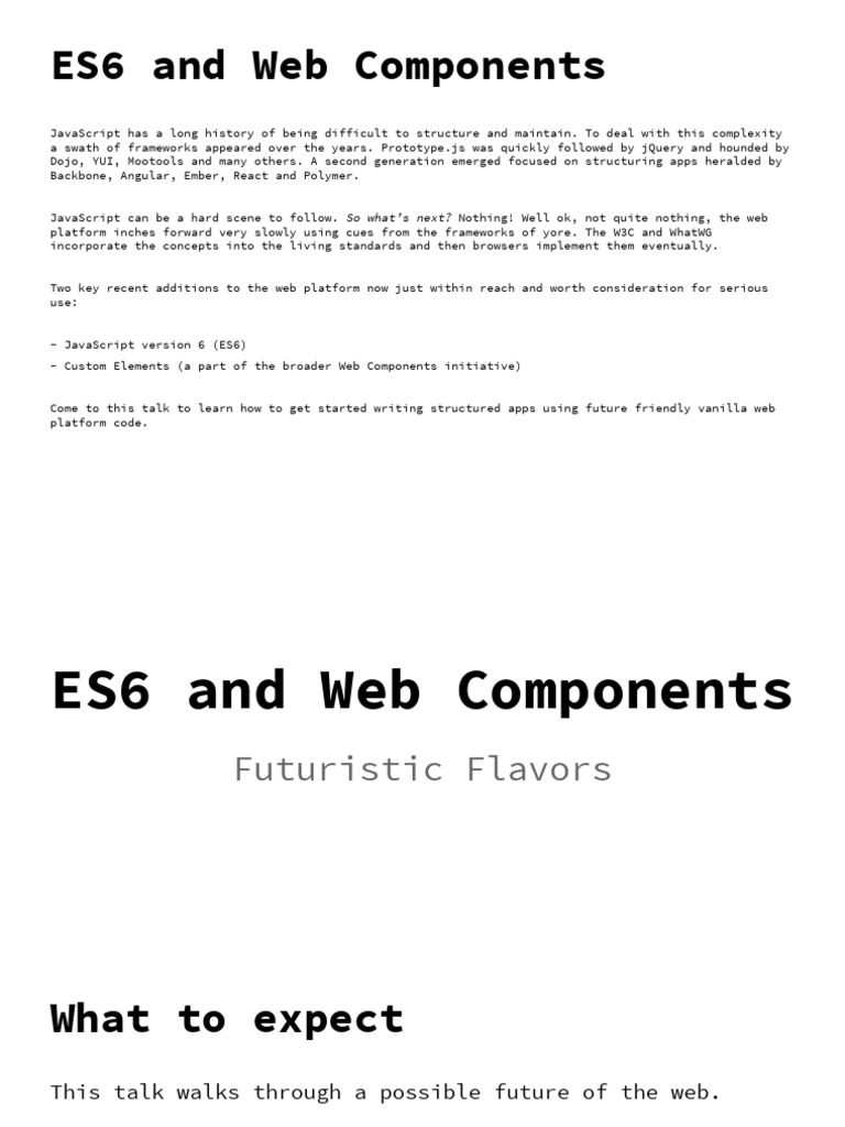 BrianLeRoux ECMAScript6WebComponents | PDF | J Query | Document Object Model