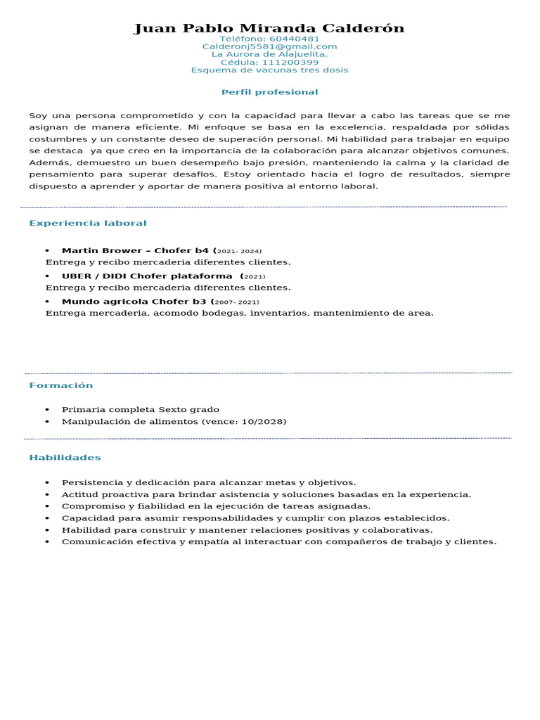 CV Pablo 2024 | PDF | Crecimiento personal y profesional | Relaciones personales, crianza y ...