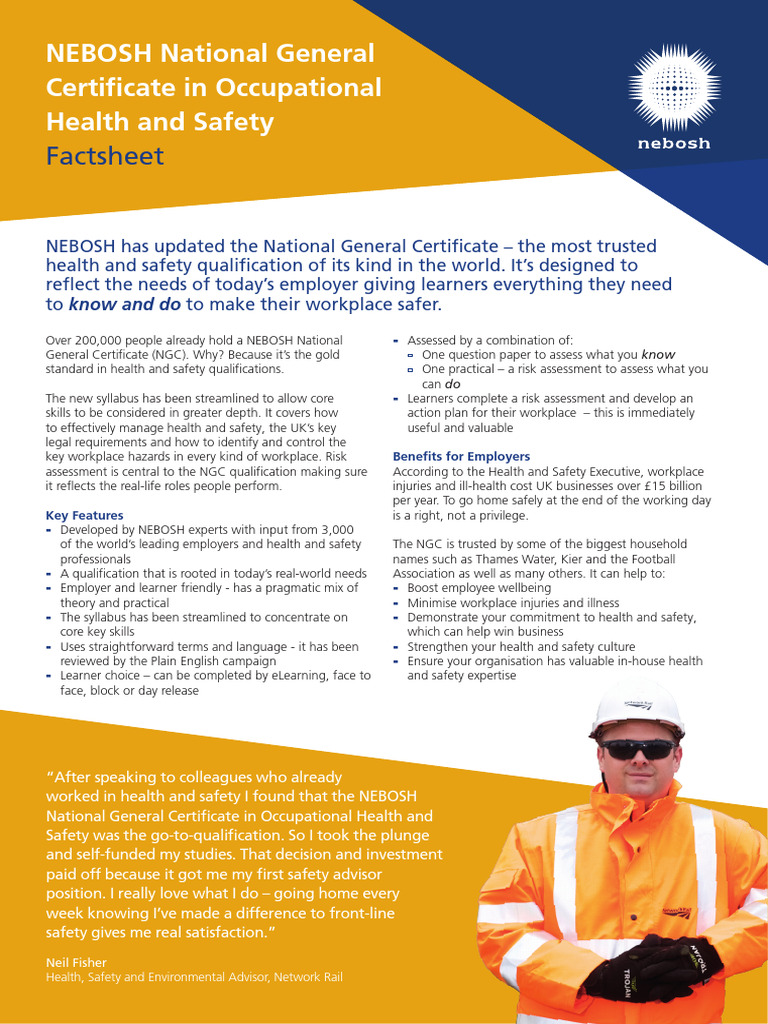 Nebosh Ngc Fact Sheet | PDF | Occupational Safety And Health | Safety