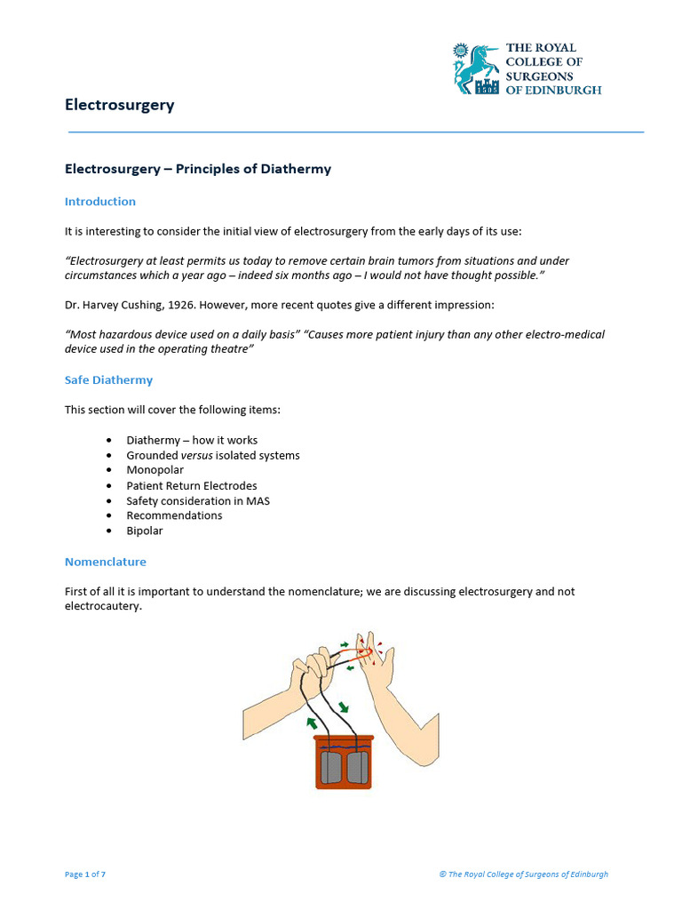 Principles of Diathermy in Electrosurgery | PDF | Electrical ...