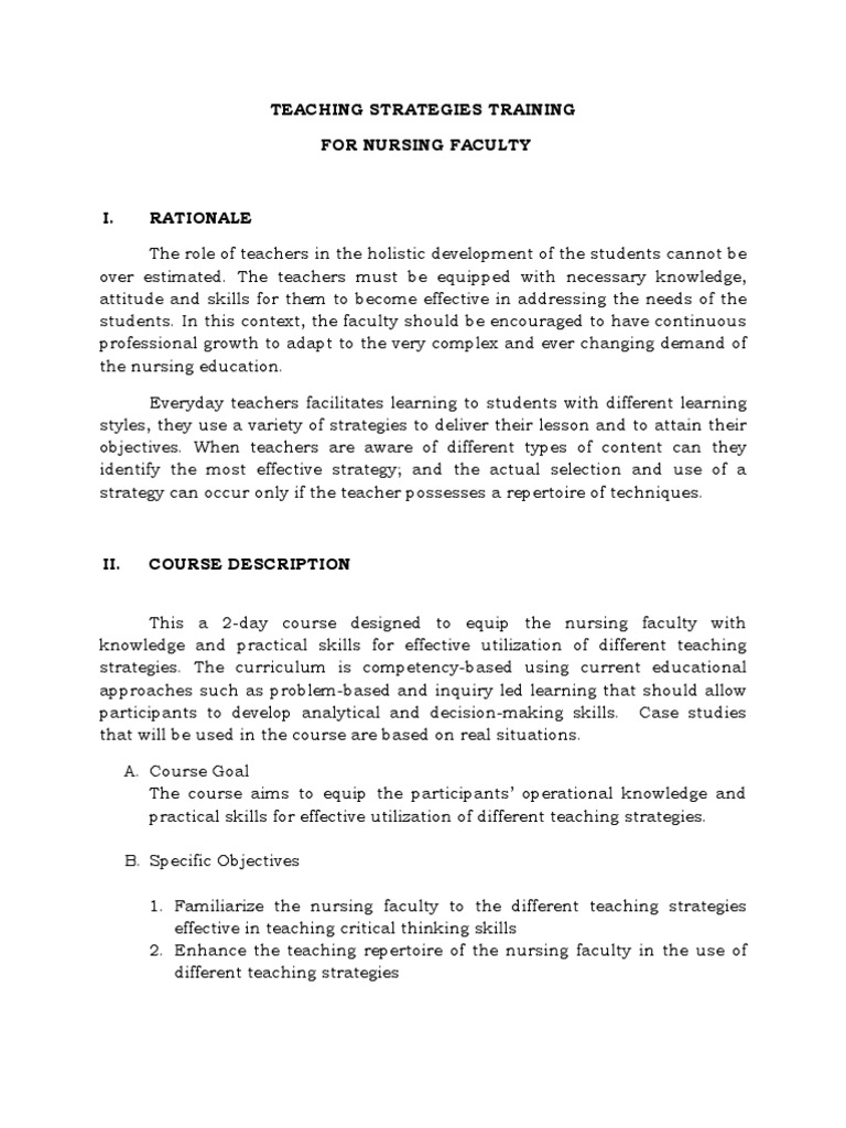 Nursing Faculty Teaching Strategies Training | PDF | Learning Styles ...