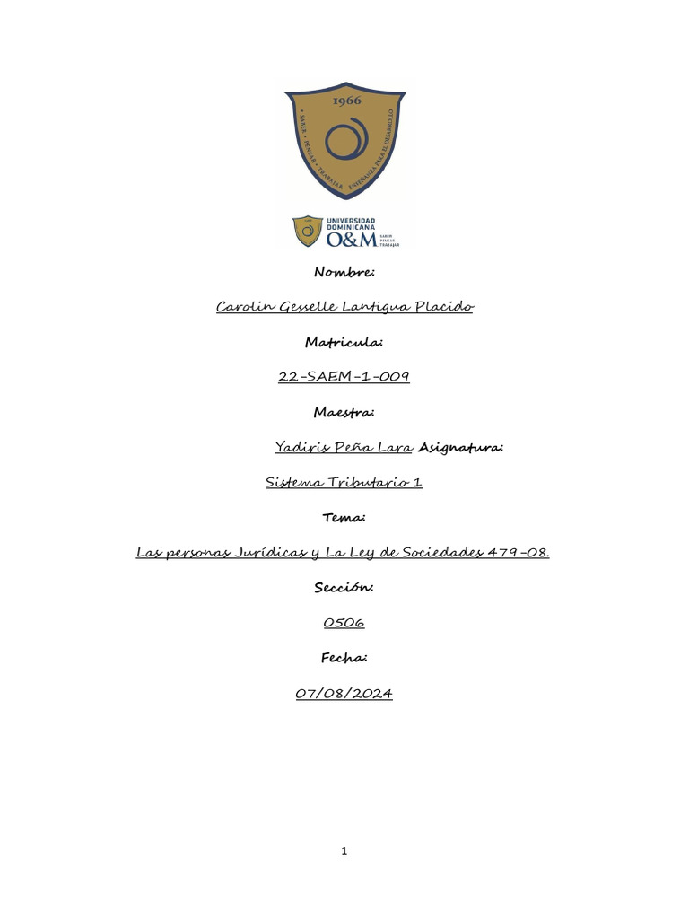 Personas Jurídicas y Ley 479-08 en RD | PDF | Sociedad de ...