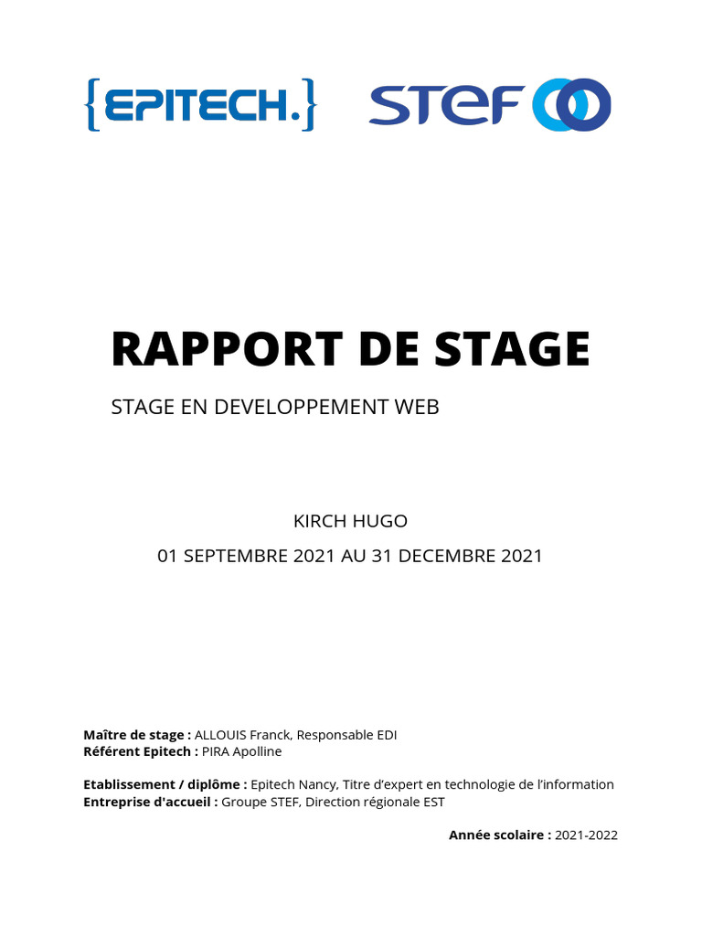 Rapport de stage en développement web Epitech | PDF | Application ...