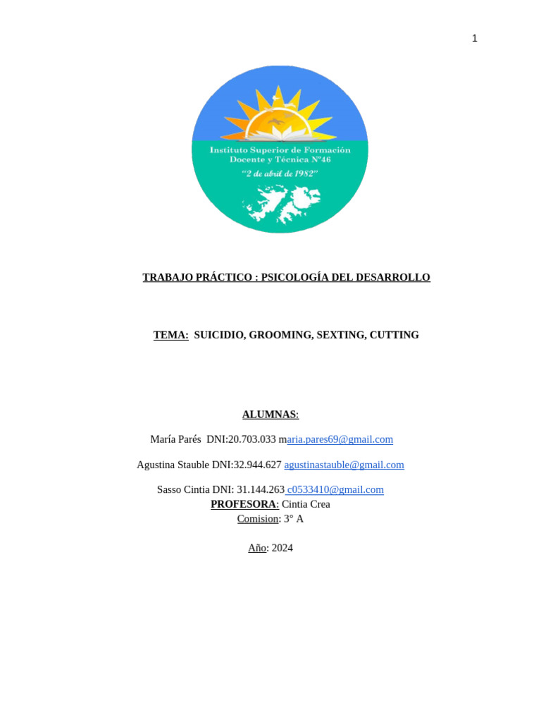 TP - Desarrollo | PDF | Adolescencia | Acoso cibernético