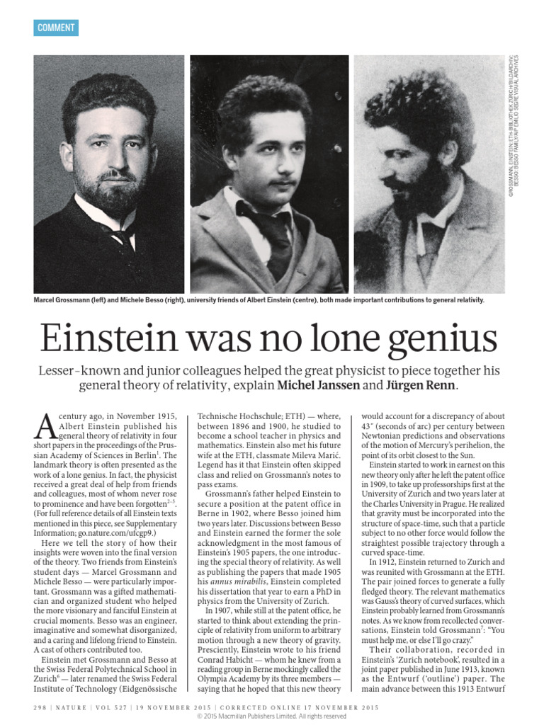 History Einstein Was No Lone Genius | PDF | Albert Einstein | General ...