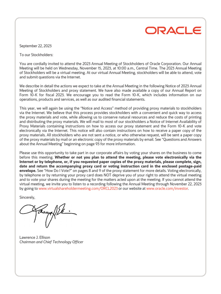 2023 Proxy Statement Bookmarked PDF | PDF | Proxy Voting | Executive Compensation