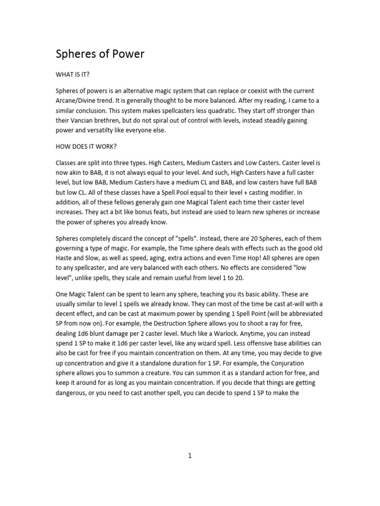 Pathfinder 1e - Sphere of Power | PDF | Self-Improvement | Religion ...