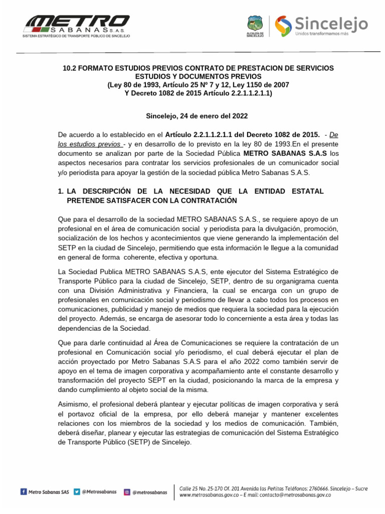 Estudios Previos 2022 - Julio Alvarez Tulena | PDF | Business | Publicidad