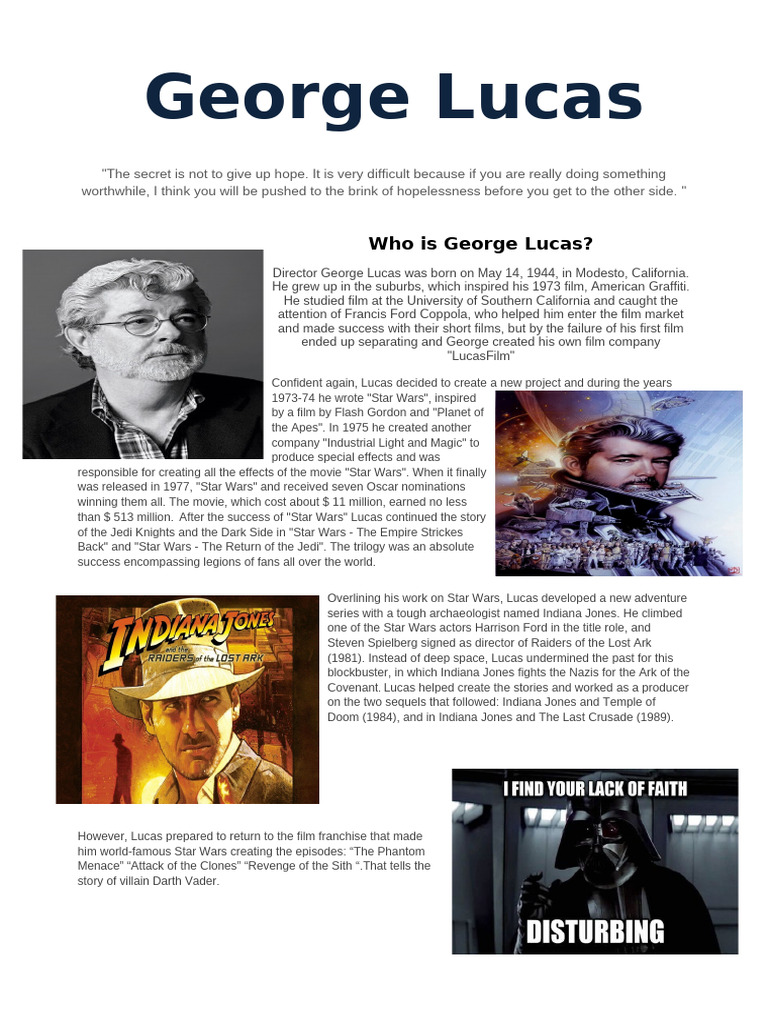 George Lucas: Creator of Star Wars | PDF | George Lucas | Star Wars