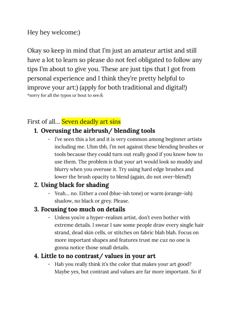 7 Deadly Art Sins and Tips for Improvement | PDF | Color | Paintings