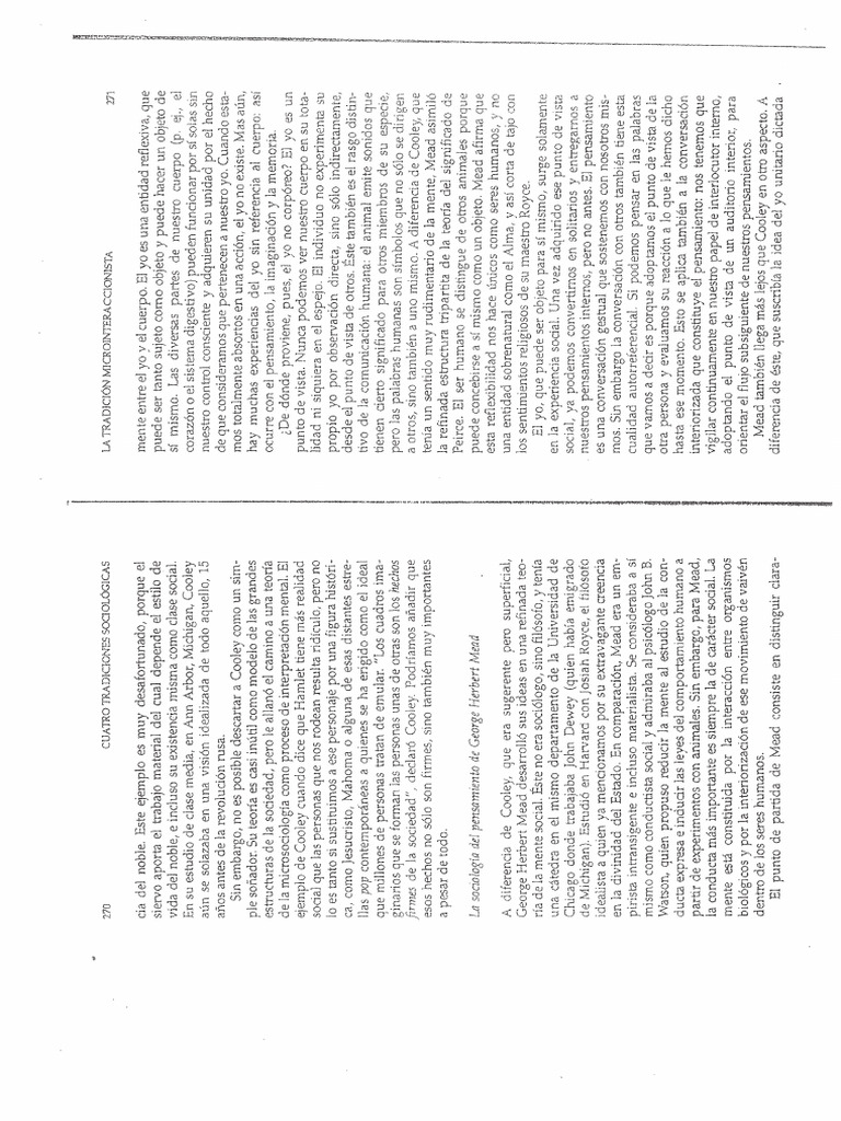 Tradiciones Sociológicas: Cooley y Mead | PDF | Sociología | Mente