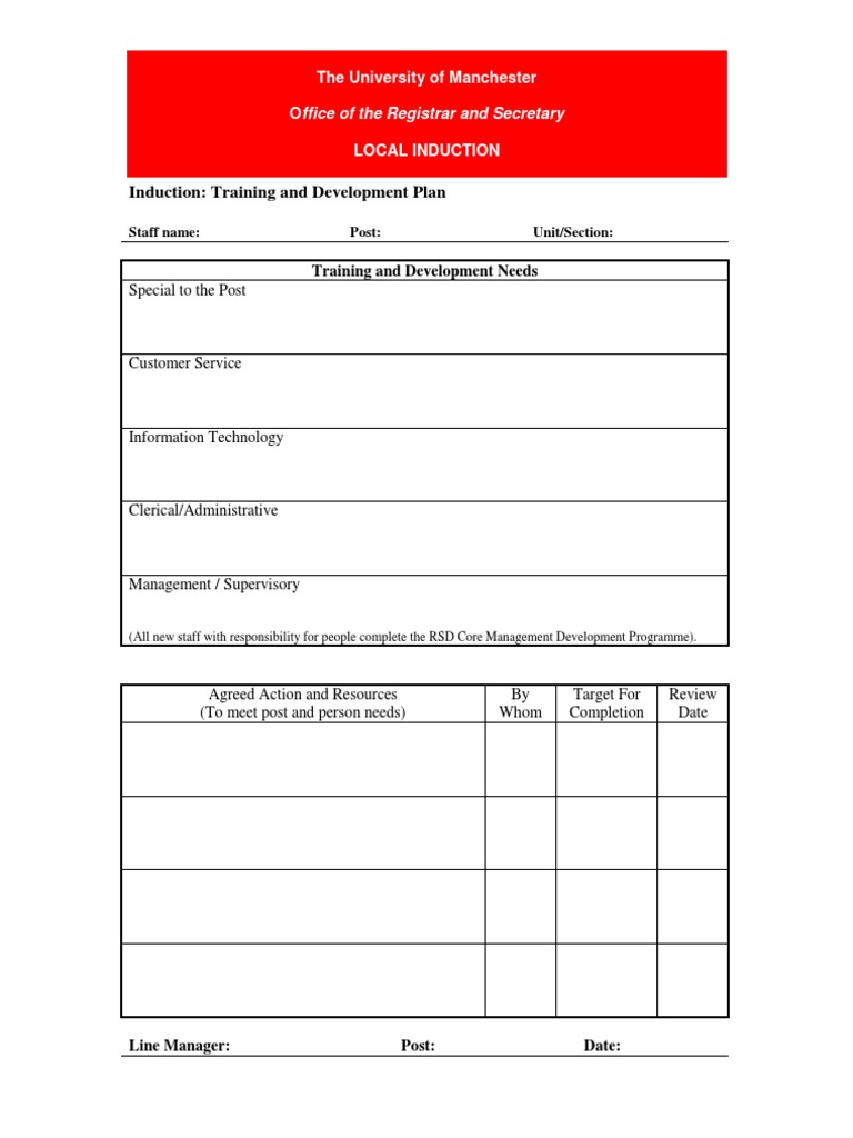 Example Induction Training Plan Template | PDF | Business