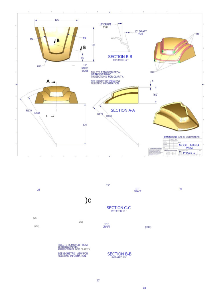 Pieza - 4 Basico Solidworks | PDF | Computer Graphics | Technical Drawing