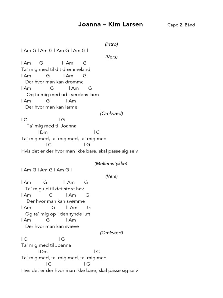 Joanna (Tekst & Akkorder) | PDF