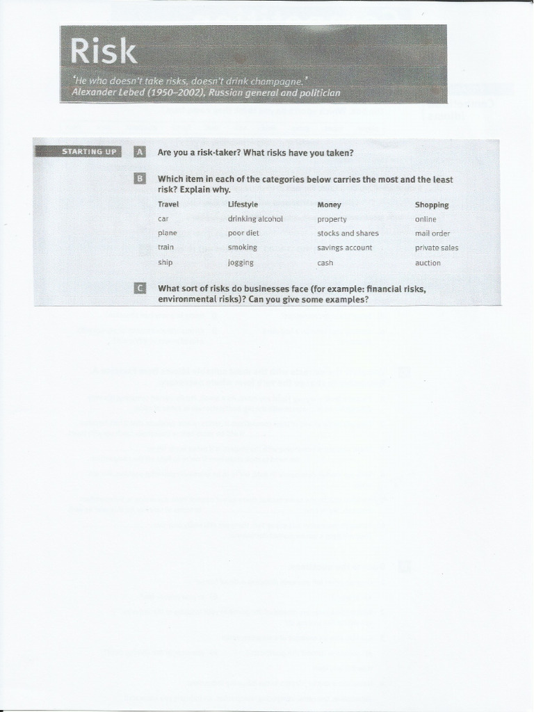 M1Alt-Risk-Startingup Vocab | PDF