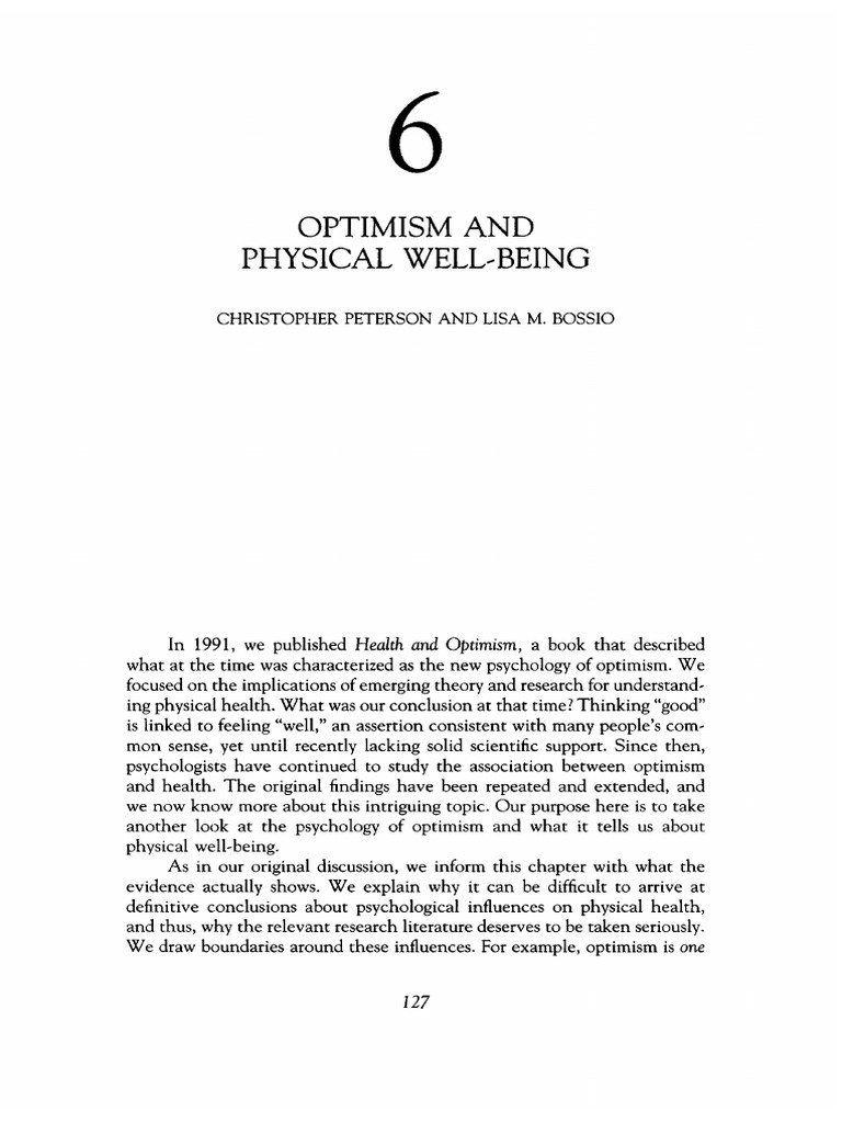 Optimism and Physical Well-Being | PDF | Optimism | Psychology
