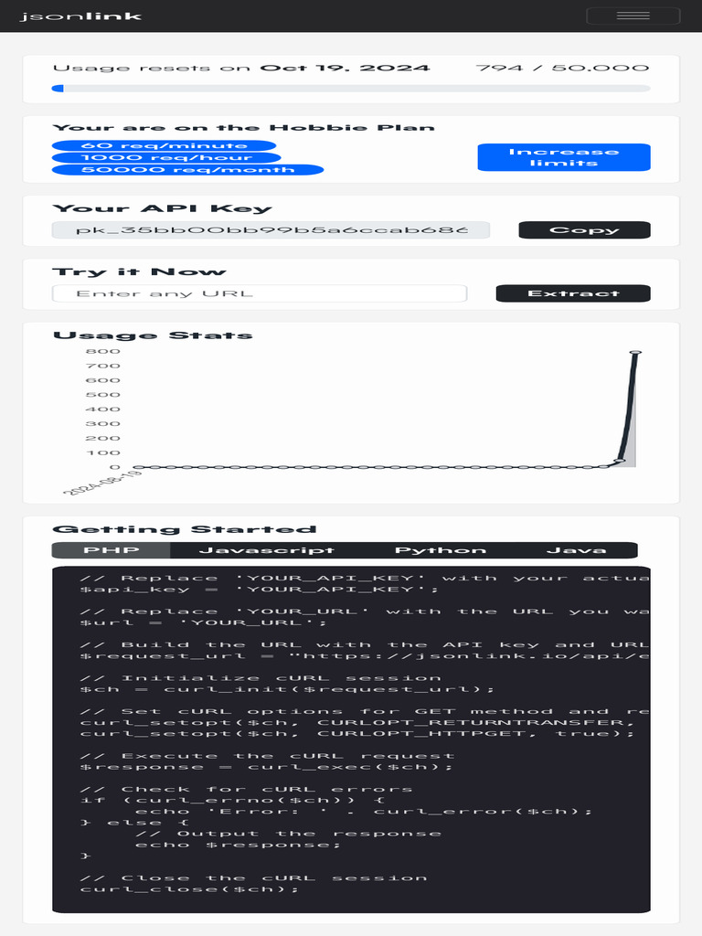 JsonLink - Dashboard | PDF