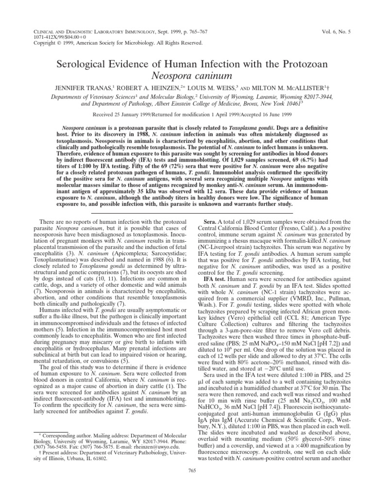 Tranas Et Al 1999 Serological Evidence of Human Infection With The ...