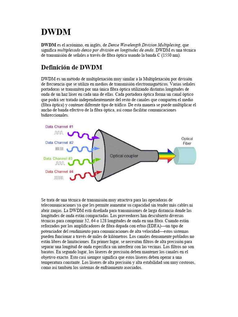 2_DWDM | PDF | Multiplexación por División de Longitud de Onda | Electrónica