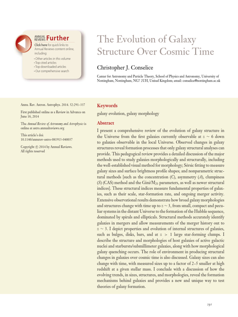 The Evolution of Galaxy Structure Over Cosmic Time, C. J. Conselice, 2014 | PDF | Galaxy ...