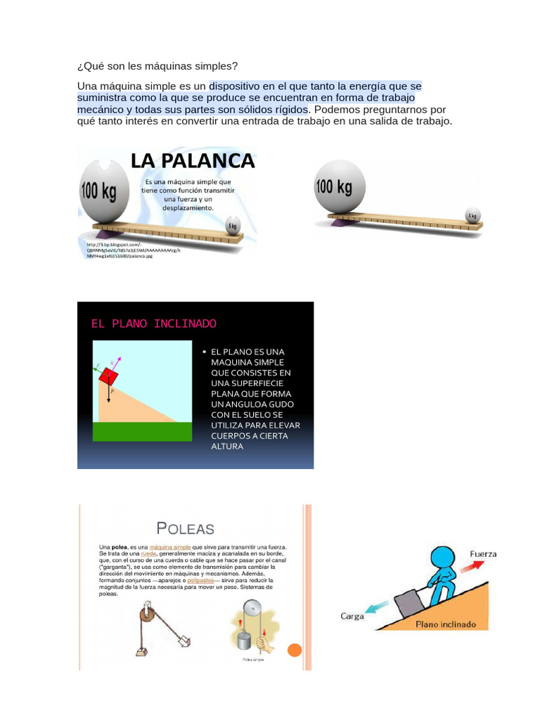 Máquinas Simples y Compuestas Explicadas | PDF